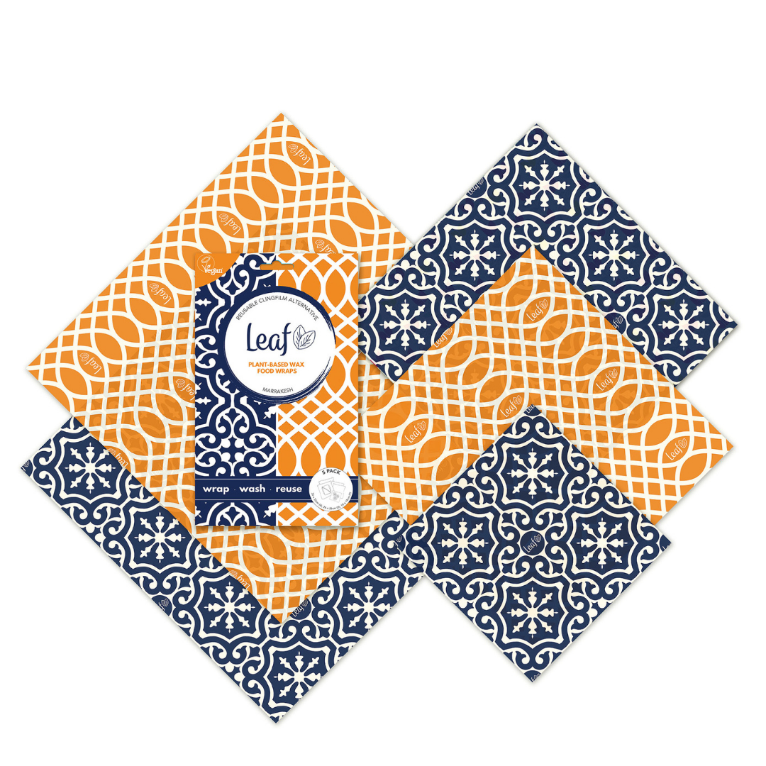 Vegan Certified Wax Food Wraps (Marrakesh Pack of 5) – BeeBee & Leaf