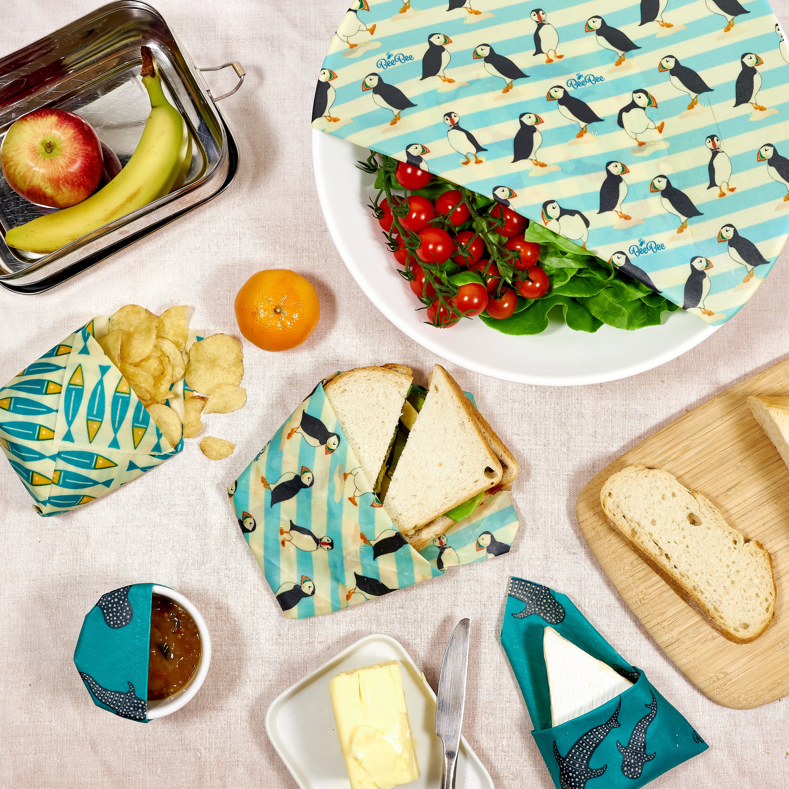 Family Pack of Wax Food Wraps (Pack of 5 in S,M,L) – BeeBee & Leaf